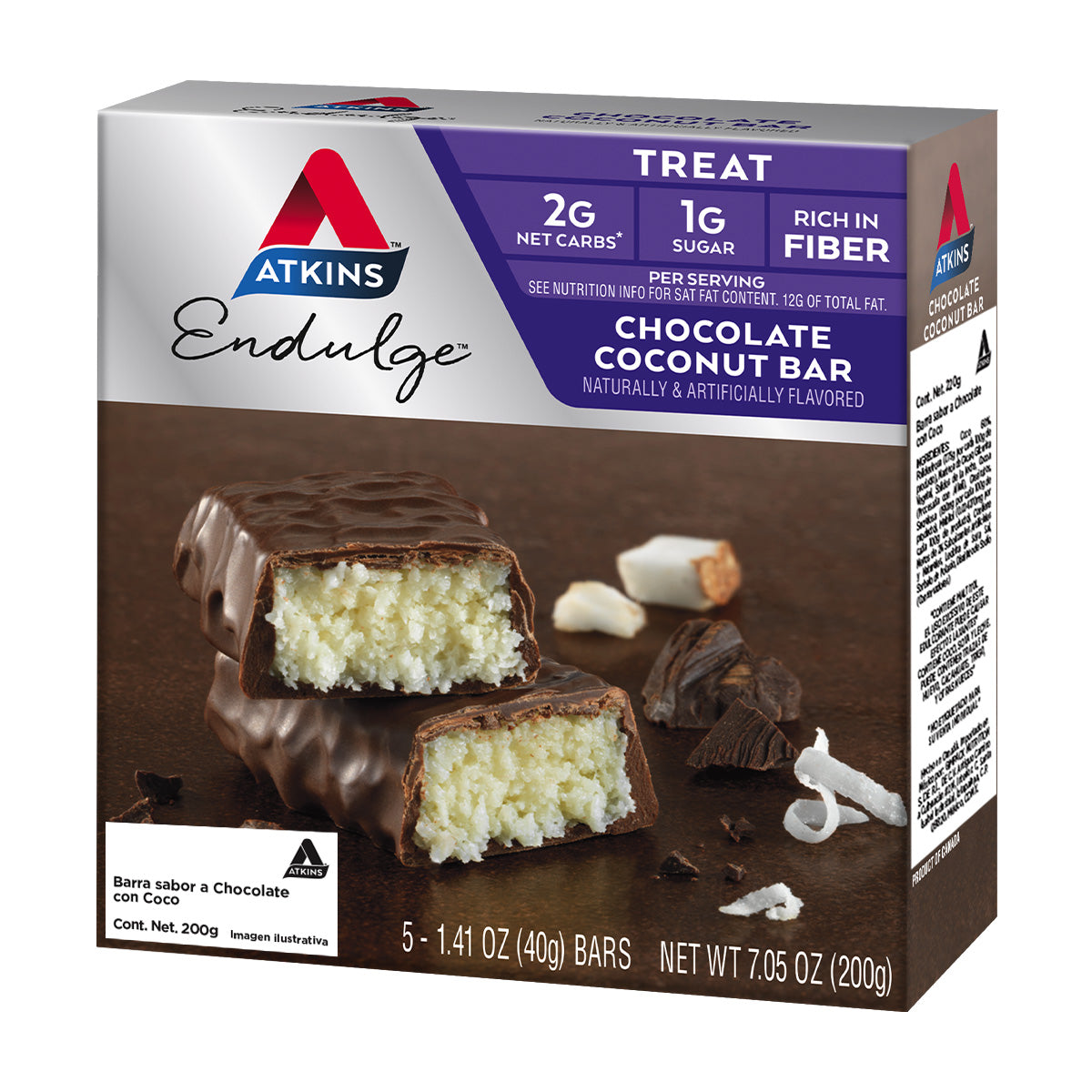 Atkins Barra de Proteína Sabor Chocolate con Coco – Fitness Town