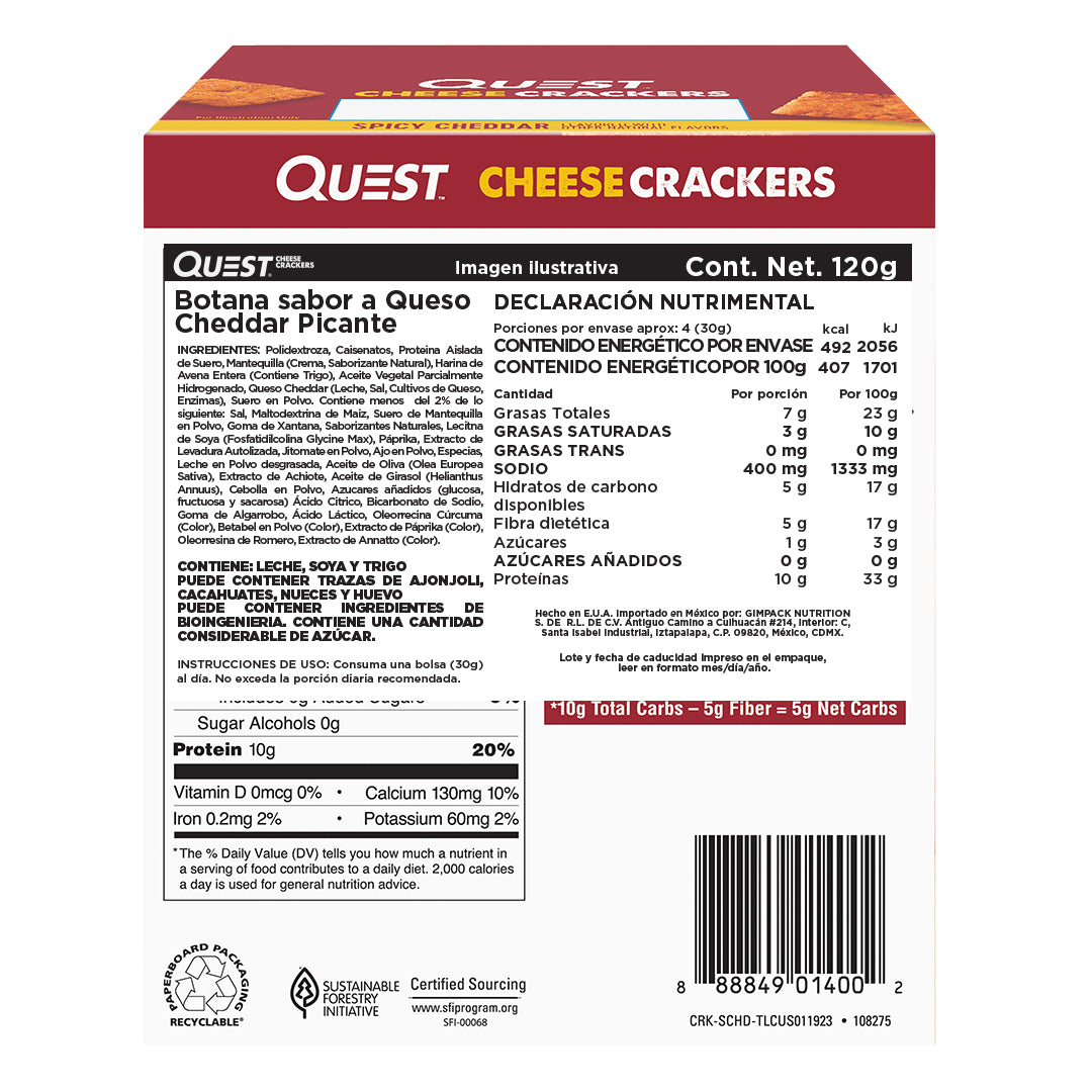 2 Pack Quest Crackers sabor Spicy Cheddar – Fitness Town