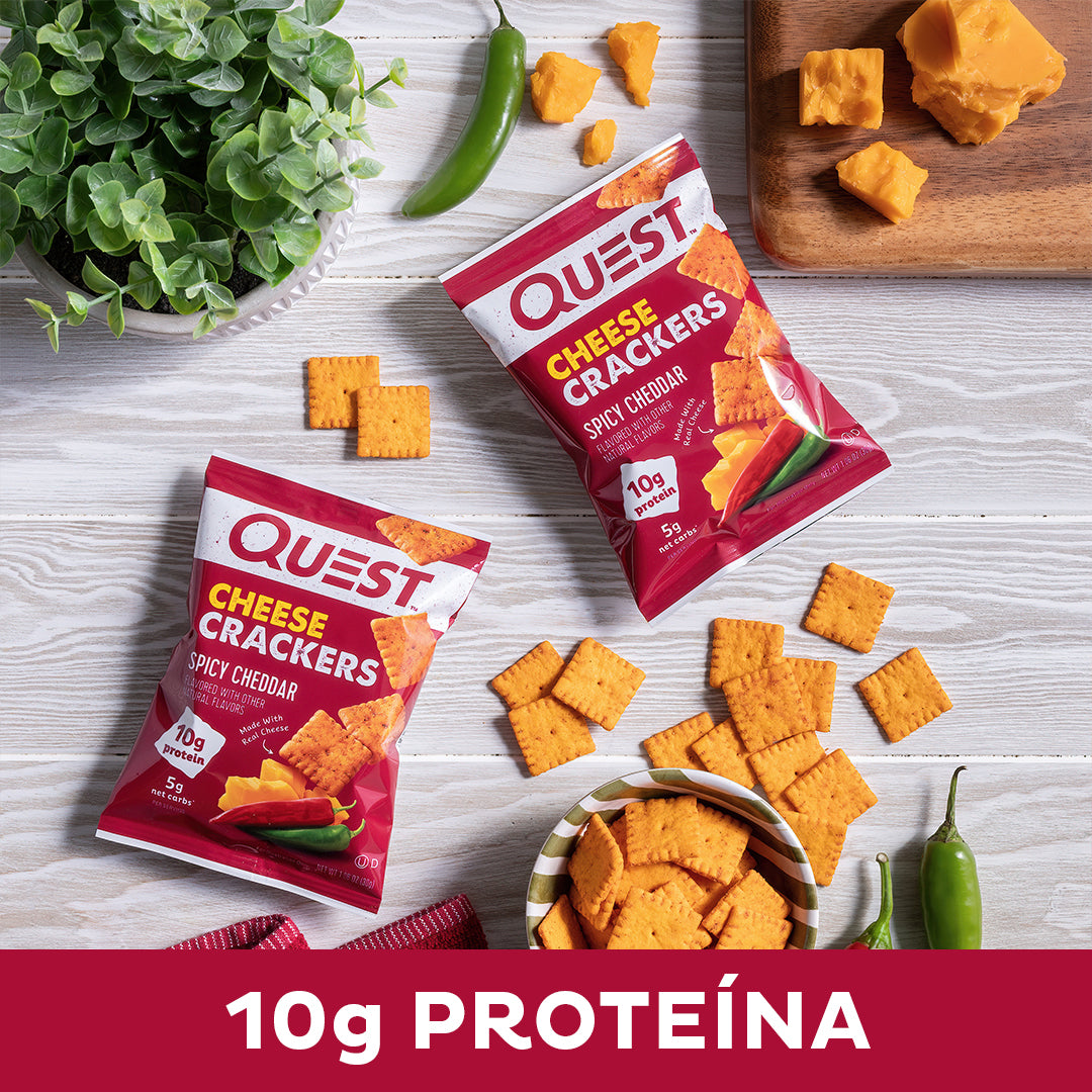 2 Pack Quest Crackers sabor Spicy Cheddar – Fitness Town
